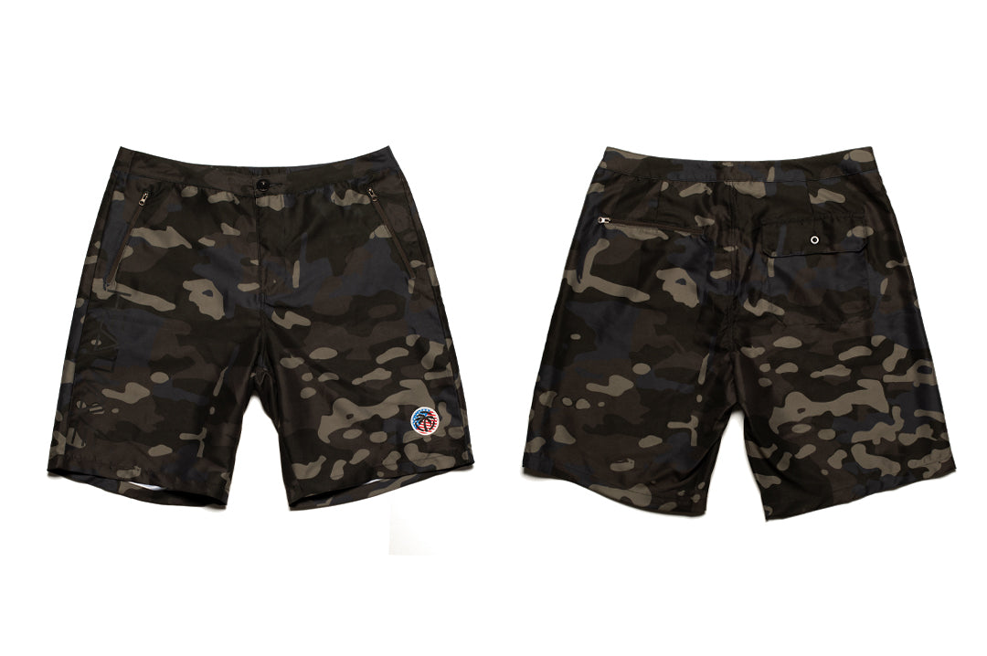 Midnight Camo Hybrid Board Shorts | Heat Wave Visual
